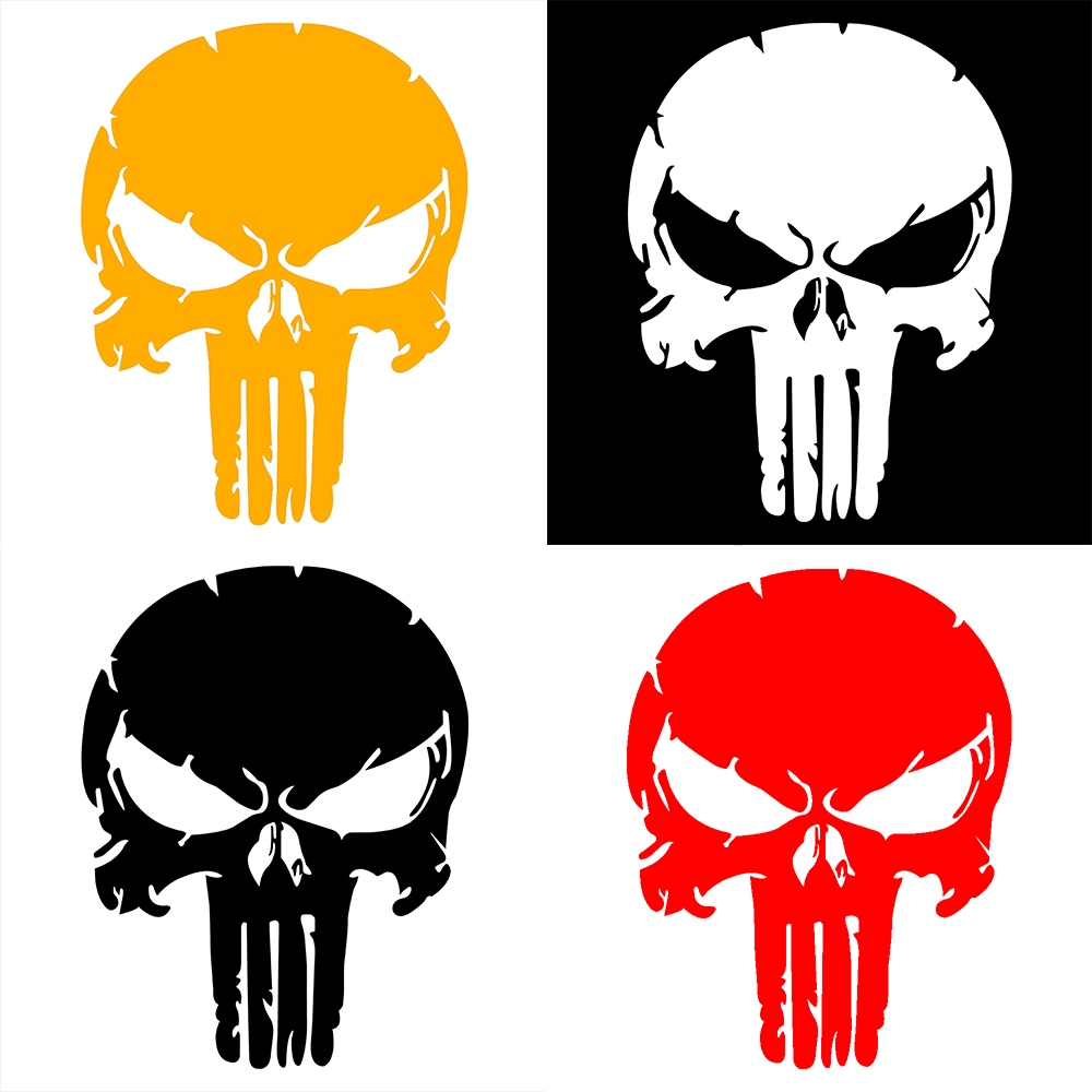 Creative Punisher Skull Horror Decal Laser Colorful Gradient Engraving ...