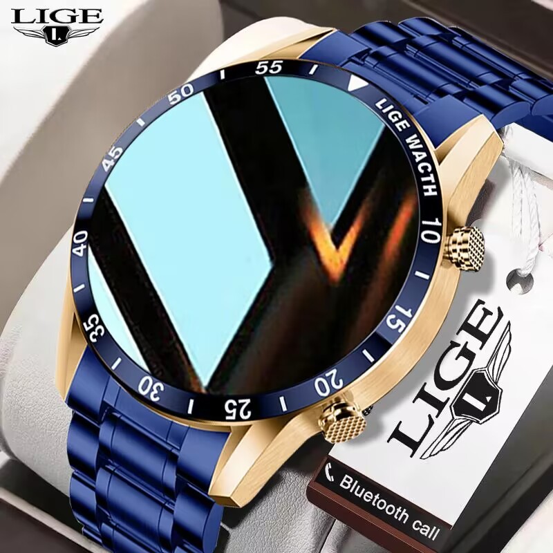 LIGE Smart Watch Men Original Full Touch Screen Stainless Steel Sport ...