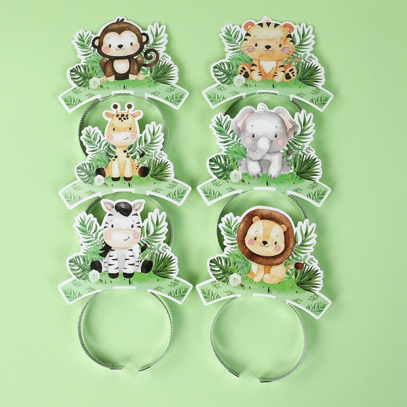 Safari Theme paper 6pcs/pack Headband Adjustable Jungle Animals ...