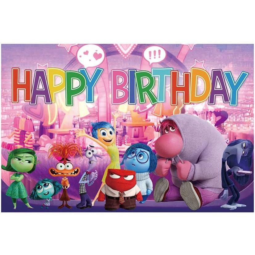 Inside Out Theme Party Decorations Colorful Happy Birthday Banner ...
