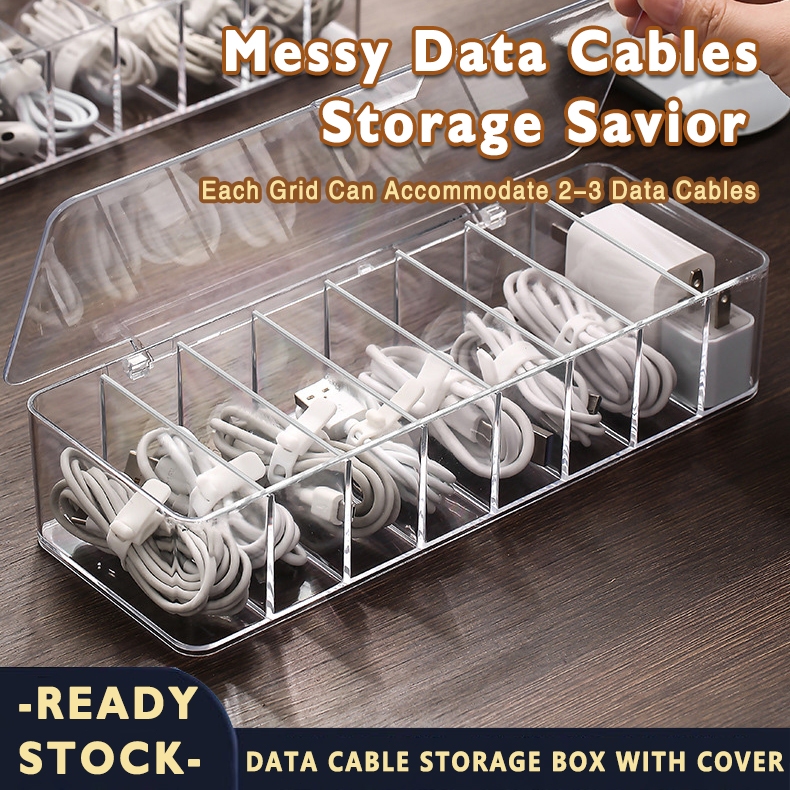 8 Grids Data Cable Headset Sorting Case Jewelry Stationery Storage Box ...