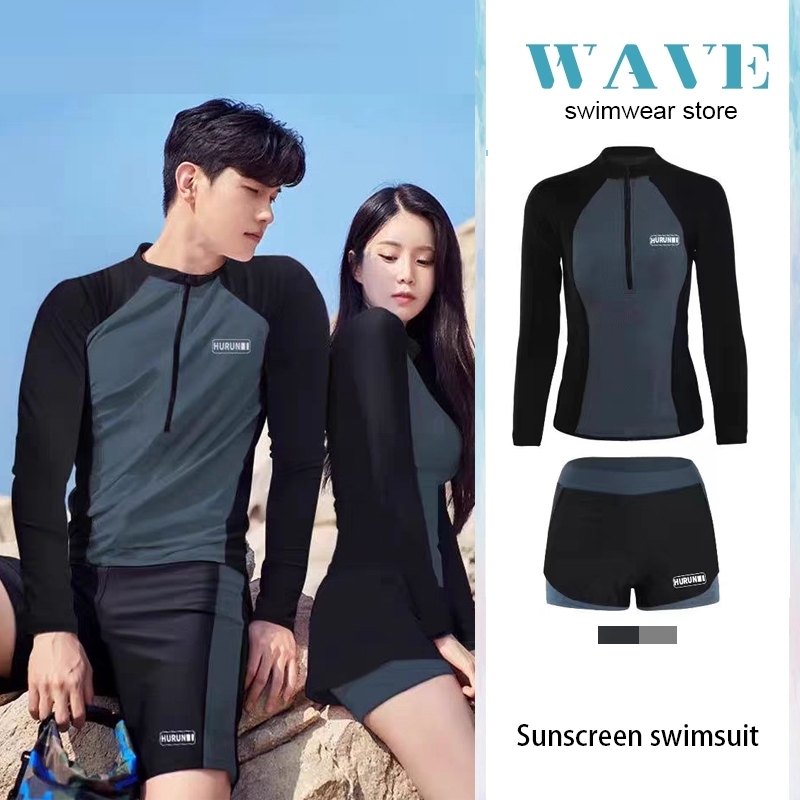 [WAVE] READY STOCK baju renang perempuan Couple Men Women long sleeve ...