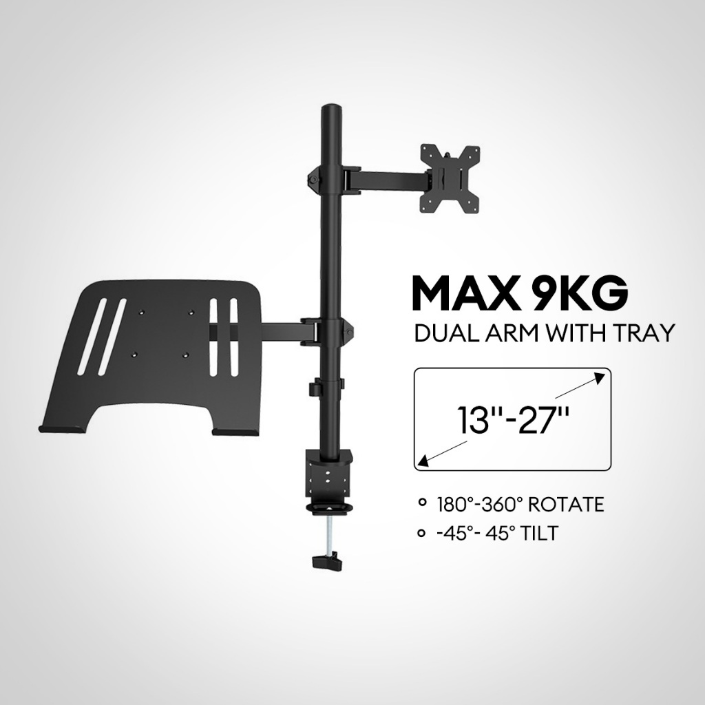 EXPOSE Arm Table Adjustable Monitor Stand With Tray (2-15kg/10"-27 ...