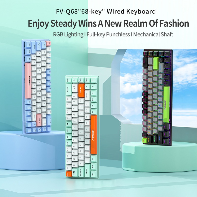 Mechanical keyboard Q68 Wired Gaming esports RGB luminous desktop ...