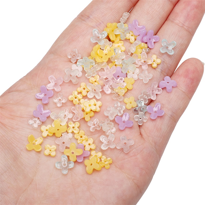 20Pcs/pack Resin Four-Petal Small Flower Beads Transparent Osmanthus ...