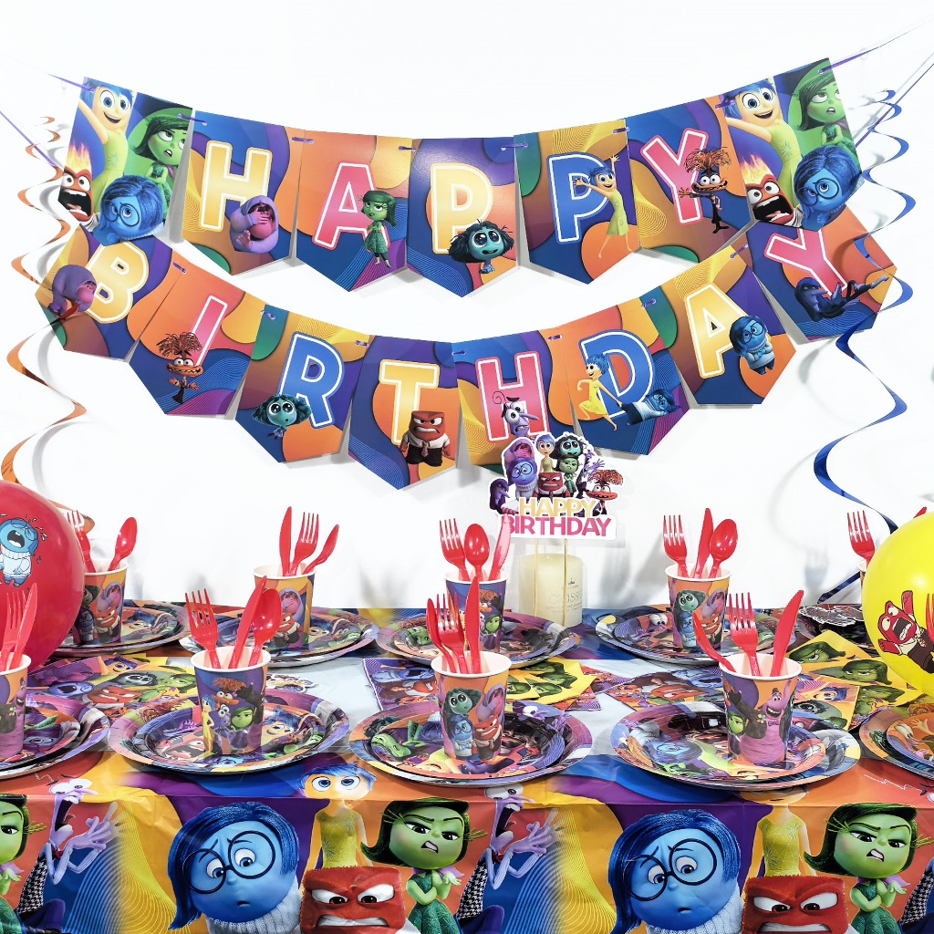 New Inside Out Birthday Cartoon Theme Children's Party Decoration Cute ...