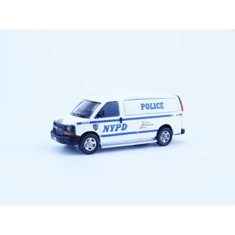 Alloy Die Casting Car Model 596 Model 1/64 Chevrolet Express VAN NYPD ...