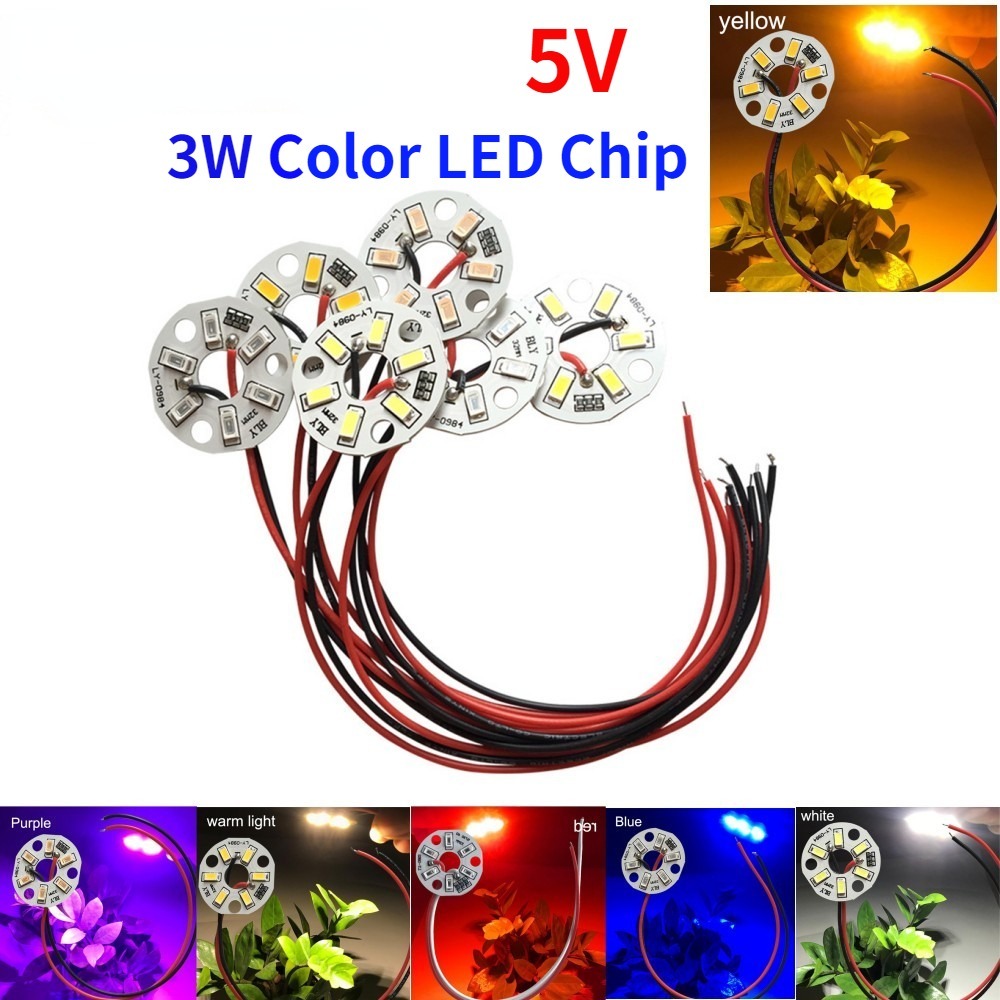 3W Color LED Chip Bead Lights Board Bulb Round Transformation Light ...