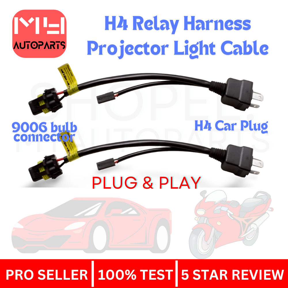 12V H4 relay harness wiring Socket Connector For LED Bulb Lamps hi low ...
