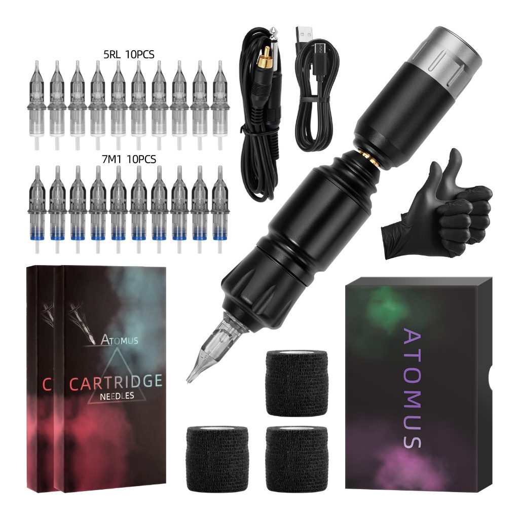 Tattoo Pen Set Motor Wireless Tattoo Machine Set Beginner Cartridge ...