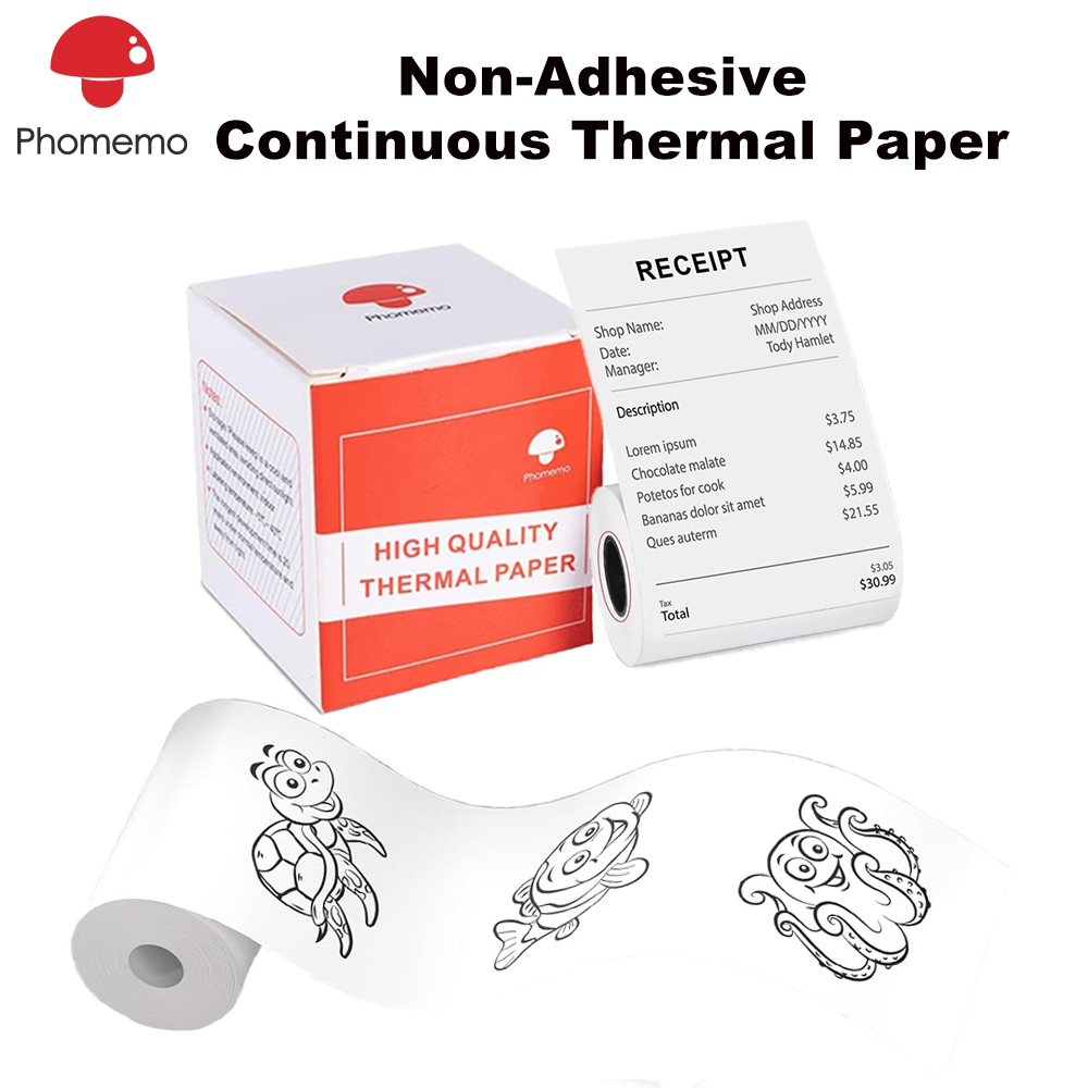 Phomemo Non-Adhesive Continuous Thermal Paper For M110/M120/M200/M220 ...