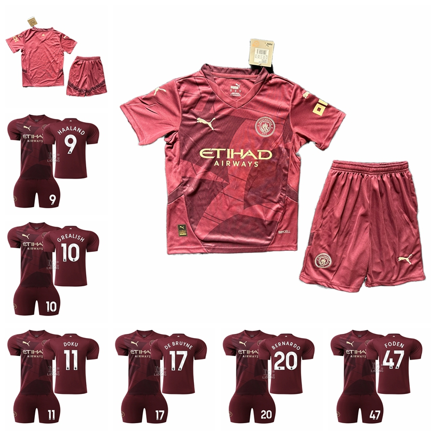 2024-25 Season Manchester City F.C. Second Away Football Kids Jersey ...