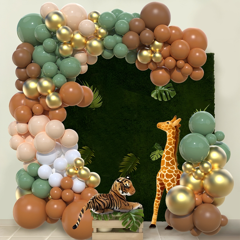 107pcs Safari Jungle Balloons Forest Animals Latex Balloons Wild one ...
