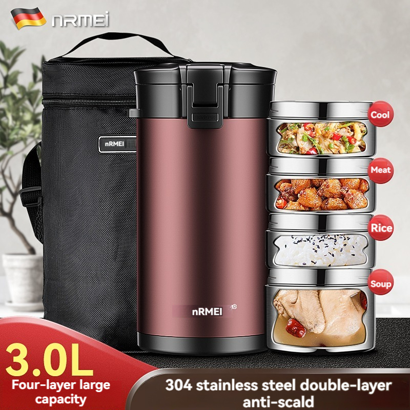 NRMEI 3L Insulated Lunch Box Multi Layer Large Capacity 316 Stainless ...
