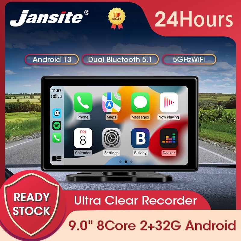 Jansite 9 inch Car DVR Driving Recorder 2+32GB Android System Carplay ...