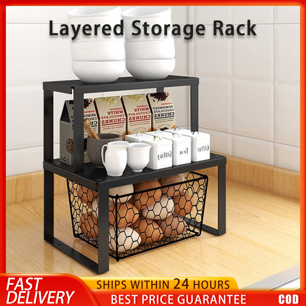 Kitchen Countertop Rack Kitchen Cabinet Divider Rack Stackable Storage ...
