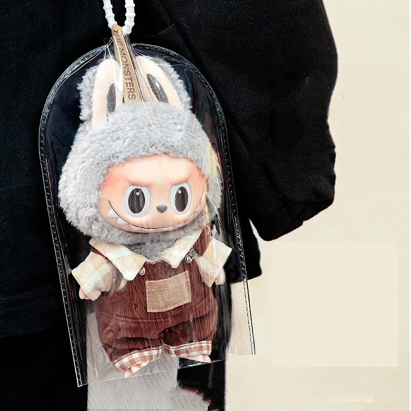 Labubu Vinyl Protective Case Cotton Doll Transparent Cute Baby Walking ...