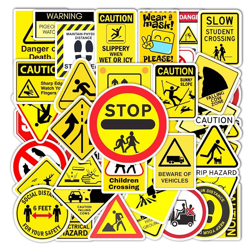 Funny 50 Piece Warning Alarm Stickers Waterproof DIY For Phones Laptop ...