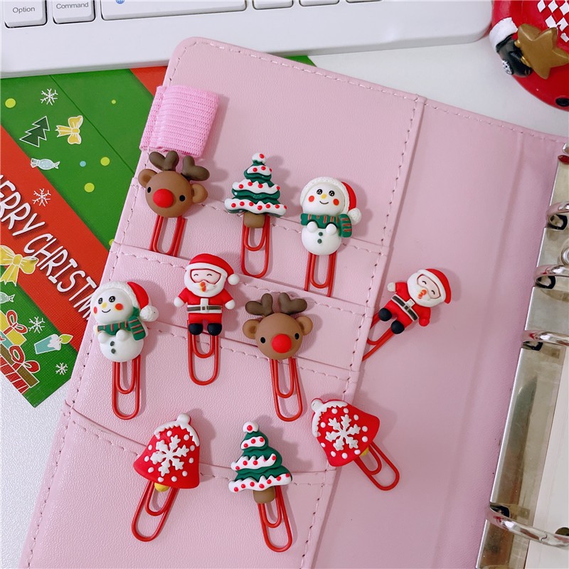Kawaii Christmas Paperclips Cute Santa Snowman Notebook Binder Clips ...