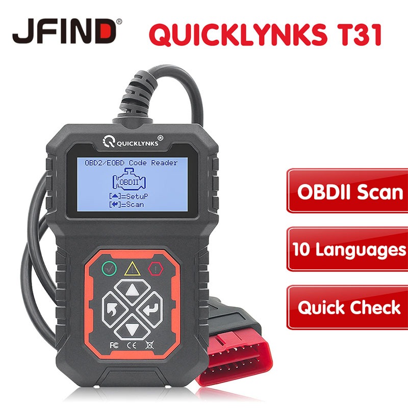 QUICKLYNKS T31 OBD 2 OBD2 Code Reader Quick Check Engine Scan Car ...