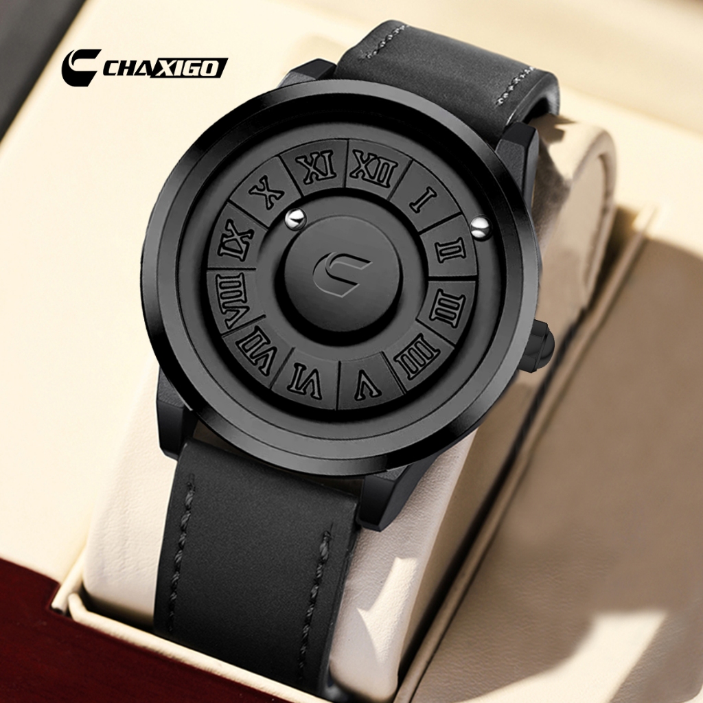CHAXIGO Creative Roman Numerals Blind Watch Black Technology Magnetic ...