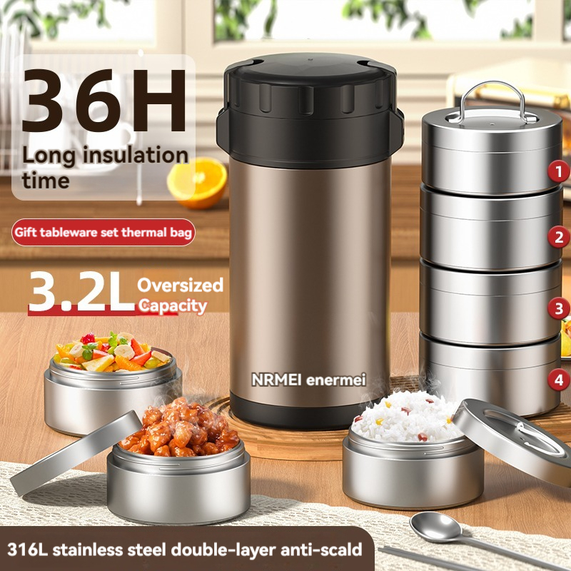 NRMEI Extra Thermal Lunch Box 316 Stainless Steel Large Multi-layer ...