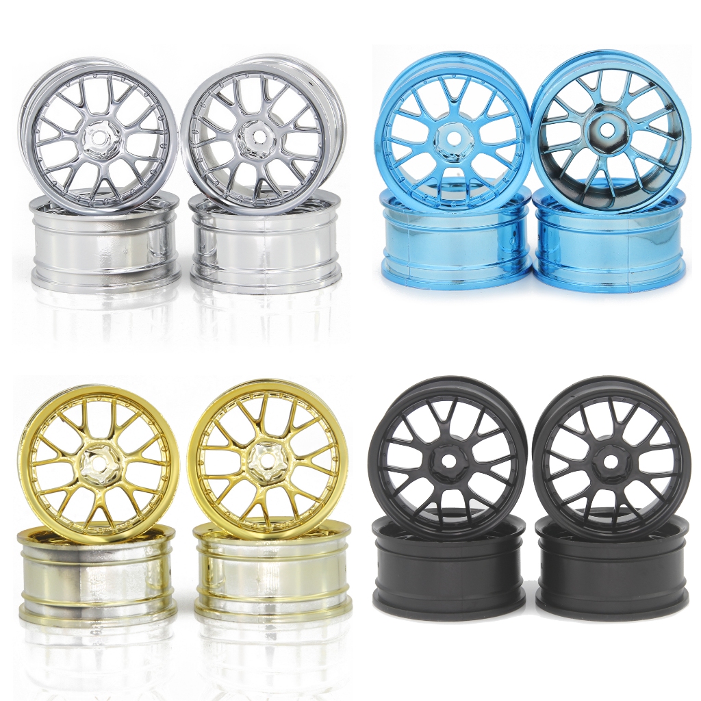 4PCS 1/10 On-Road Drift Car 52mm Hard Plastic Wheel Hub Electroplate Crawler Car Wheel Rim For ...