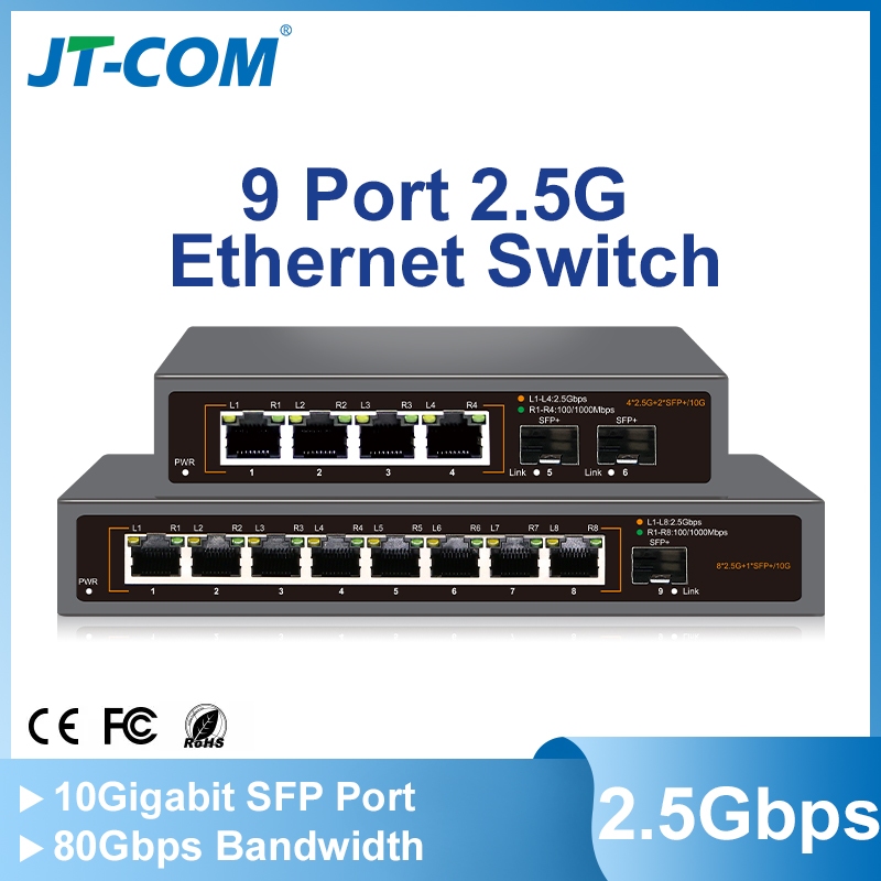 JT-COM 6-Port / 9-Port 2.5GbE Switch 2.5GBASE-T 4 Port 2.5G RJ45 with 2 ...