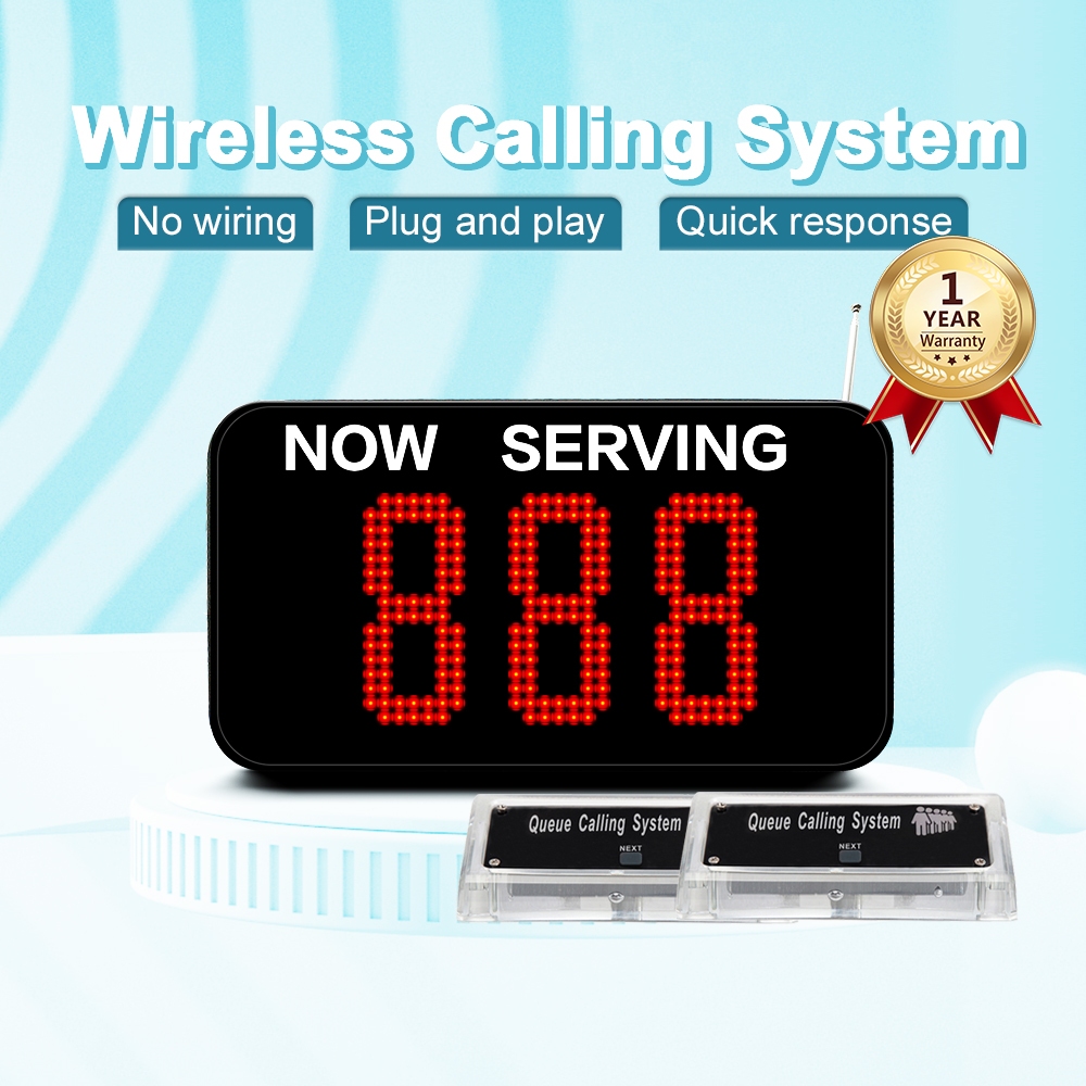 Take A Number System Wireless Queue Call System LED Display Show Tickets Number & Counter Number ...