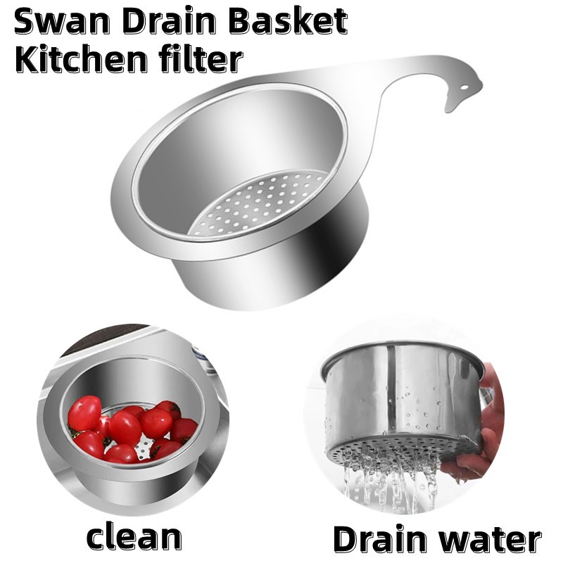 Kitchen Sink Dedicated Swan Drain Basket Stainless Steel Hanging Drain ...