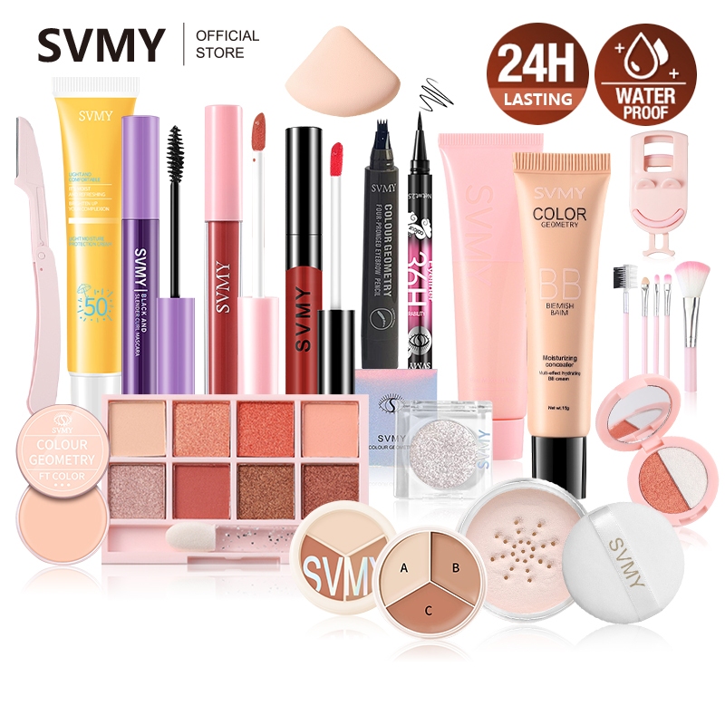 Svmy Cosmetics Facial Makeup 18-Piece Set Lipstick Eyeshadow Protective ...
