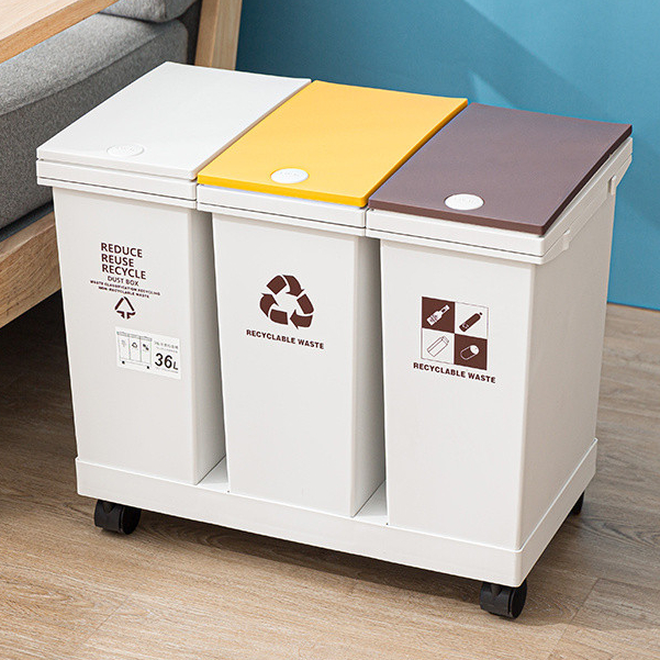 60l Large Capacity Three-in-One Trash Sorting Trash Can Household with ...