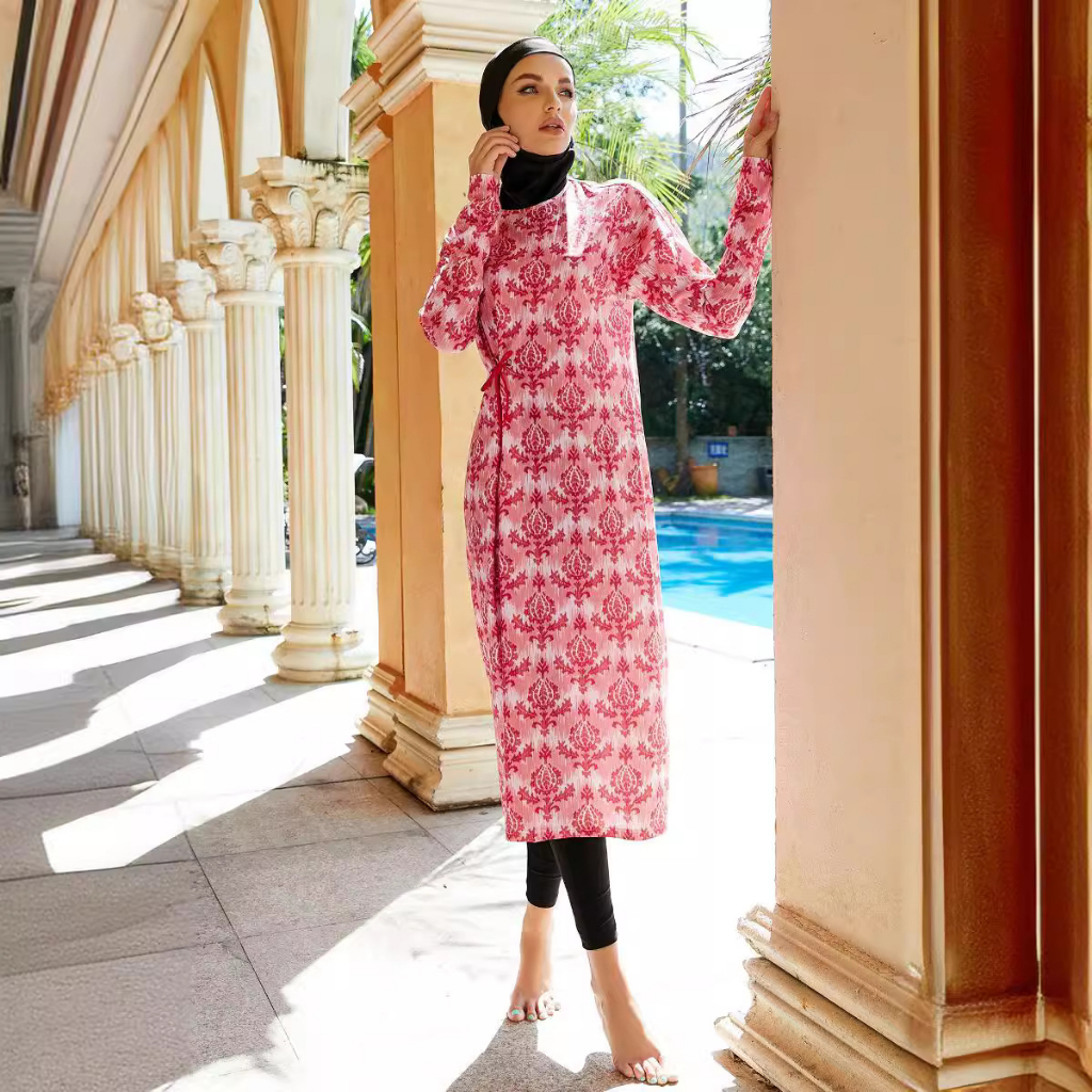 Quick delivery of 2024 Islamic swimwear, Muslim burkini waist cinching ...