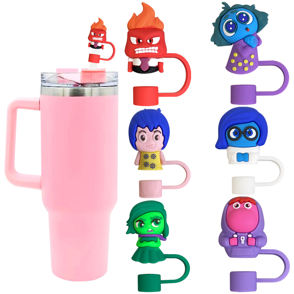 10mm Straw Cover Cup Accessories Funny Cartoon Character Straw Stopper ...