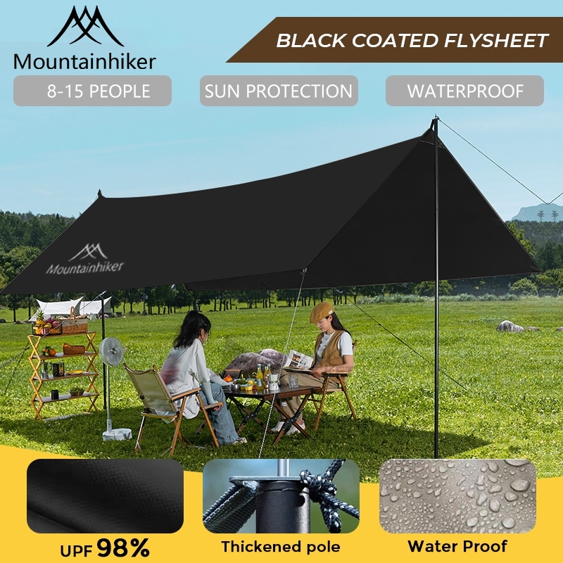 MOUNTAINHIKER Flysheet Camping Waterproof Set Black Coated Shelter Tent ...