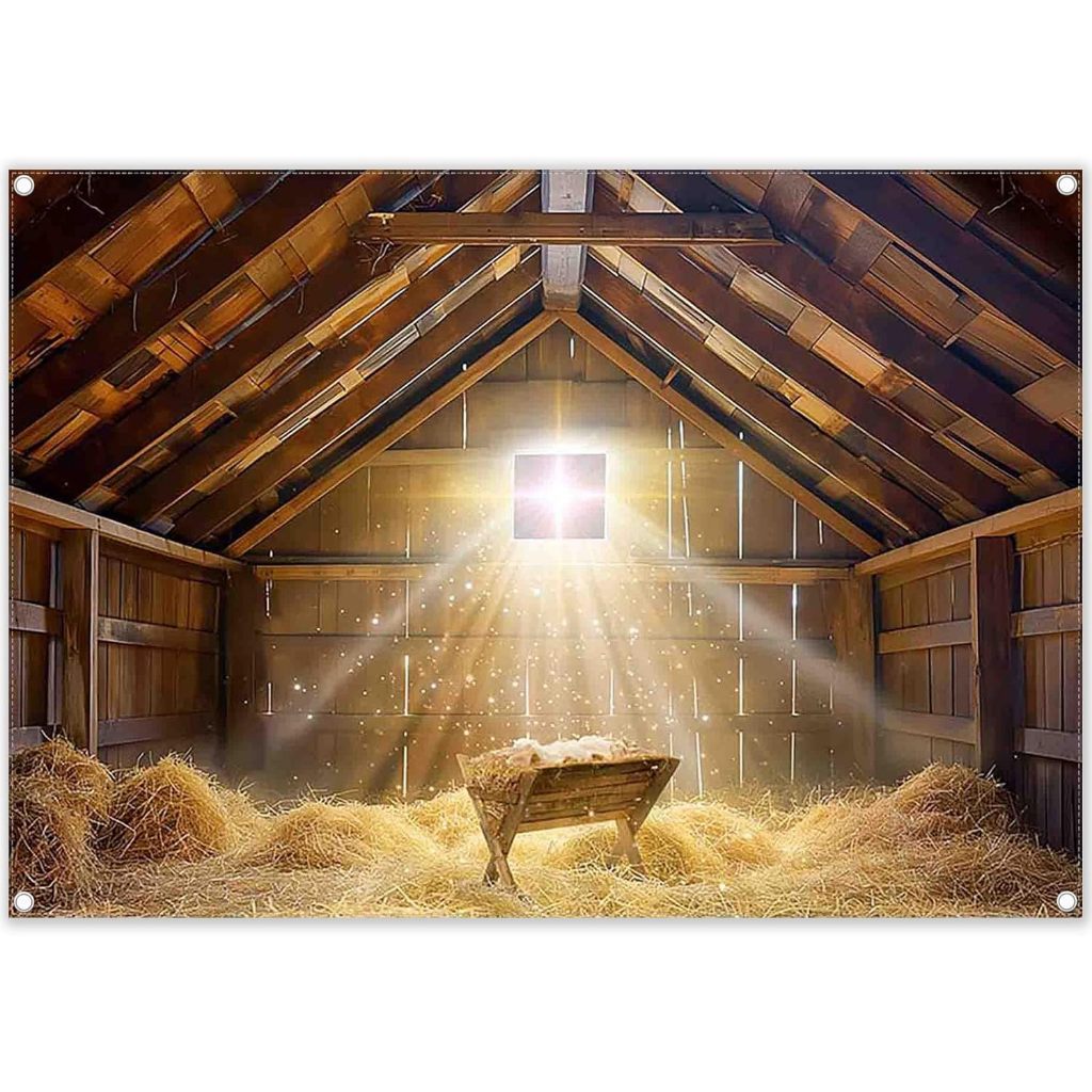 Christmas Manger Scene Backdrop Birth of Jesus Nativity Holy Family ...