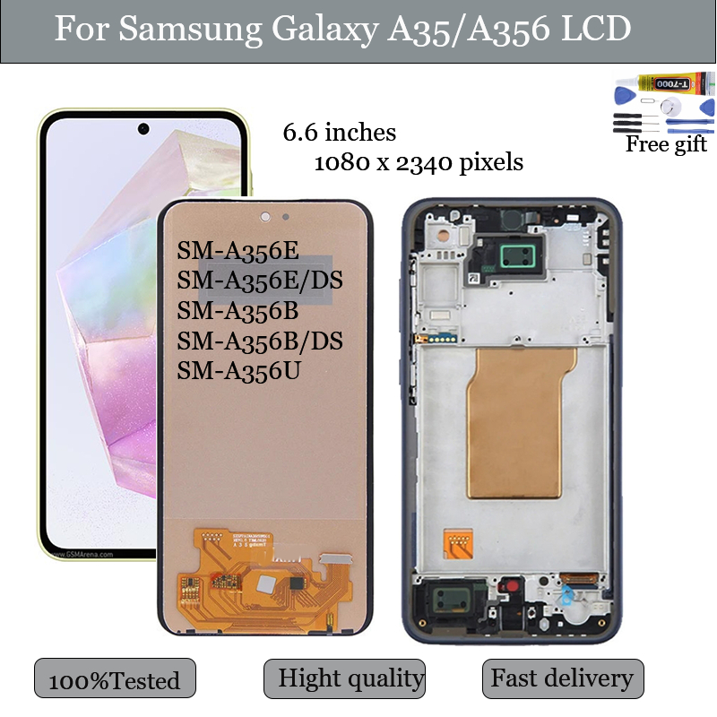 Original AMOLED Samsung Galaxy A35 A356 LCD Screen With Frame ...