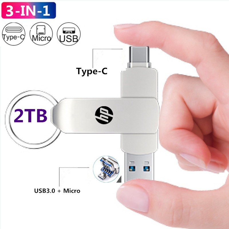 2TB high-speed TYPE-C3.0 three in one flash drive 1TB 512GB 256GB 128GB ...