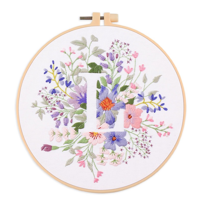 Letter L pattern embroidery kit, including embroidery, embroidery ...