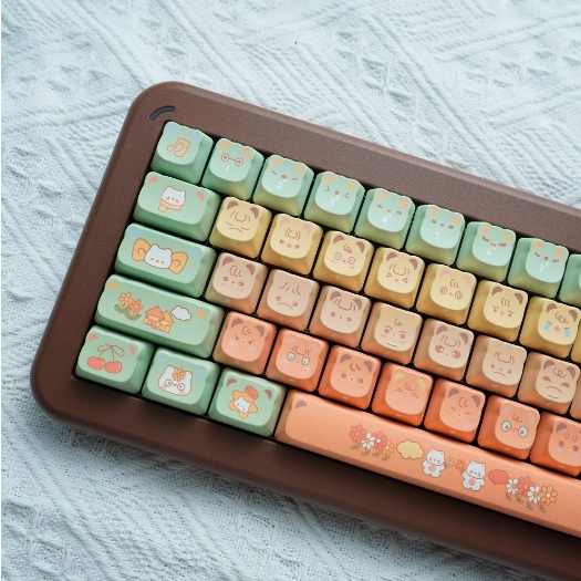 Meta 138keys Bear Ears Keycaps PDA Profile Girl Cute Round PBT Keycaps ...