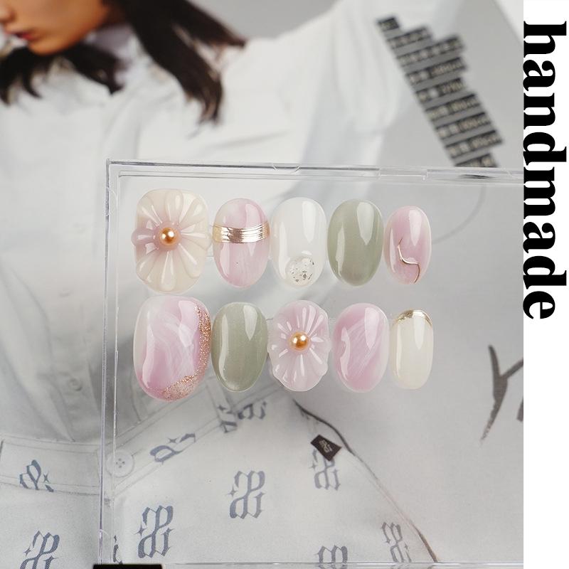 Press on nails handmade Hand-Weared nails Japanese Style Garland Hand ...