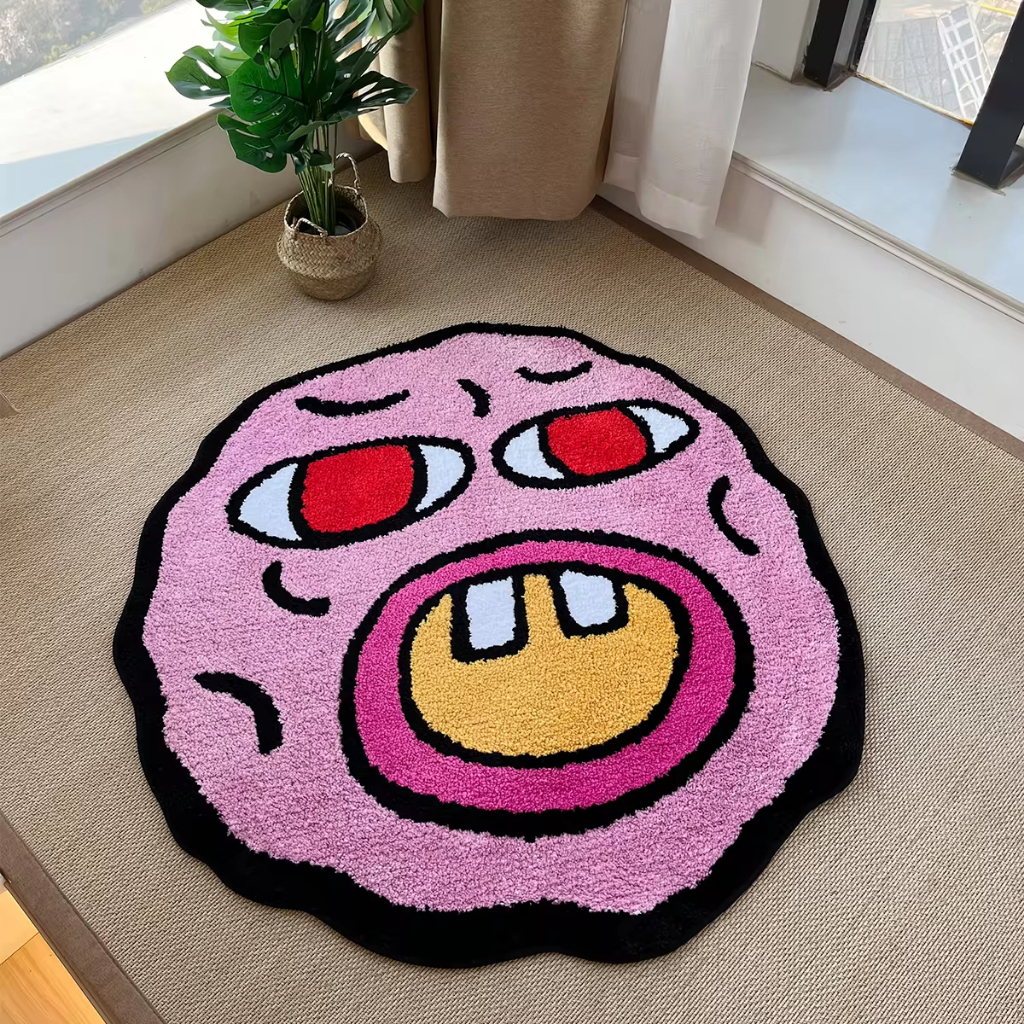 Pink Smile Face Tufted Carpet Pink Room Decor Kawaii Rug Small Rugs for ...