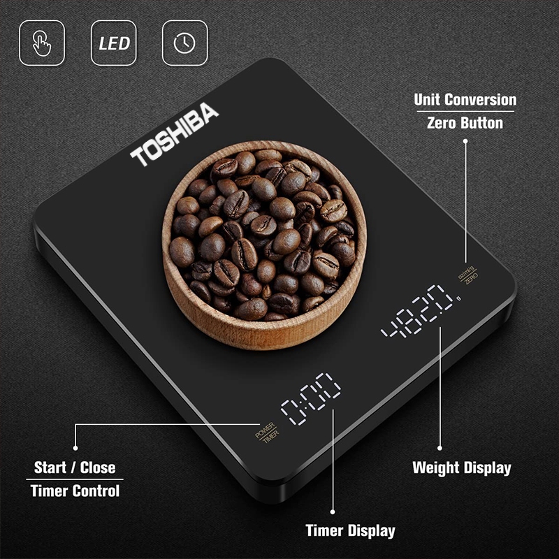 Toshiba coffee electronic scale kitchen digital rechargeable scale LED ...