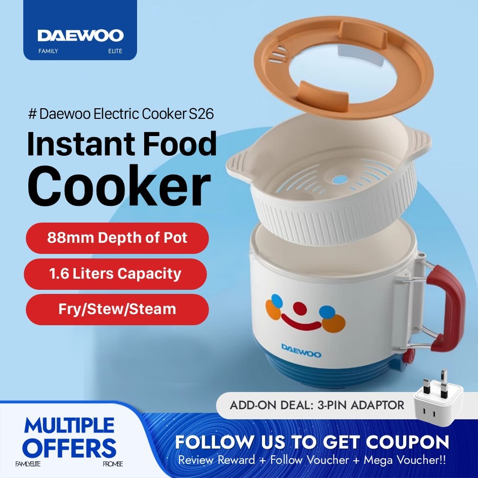Daewoo 1.6L Electric Cooker Instant Noodle Cooker Multifunctional ...