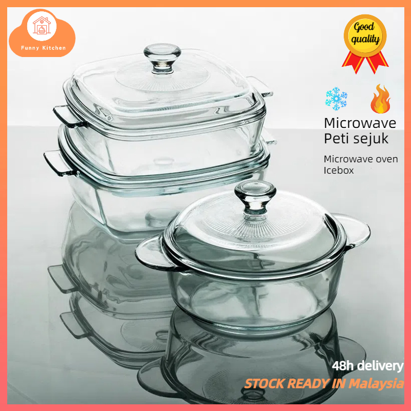 Ready stock Tempered Glass Bowl Mangkuk hidang Kaca Serving with lid ...