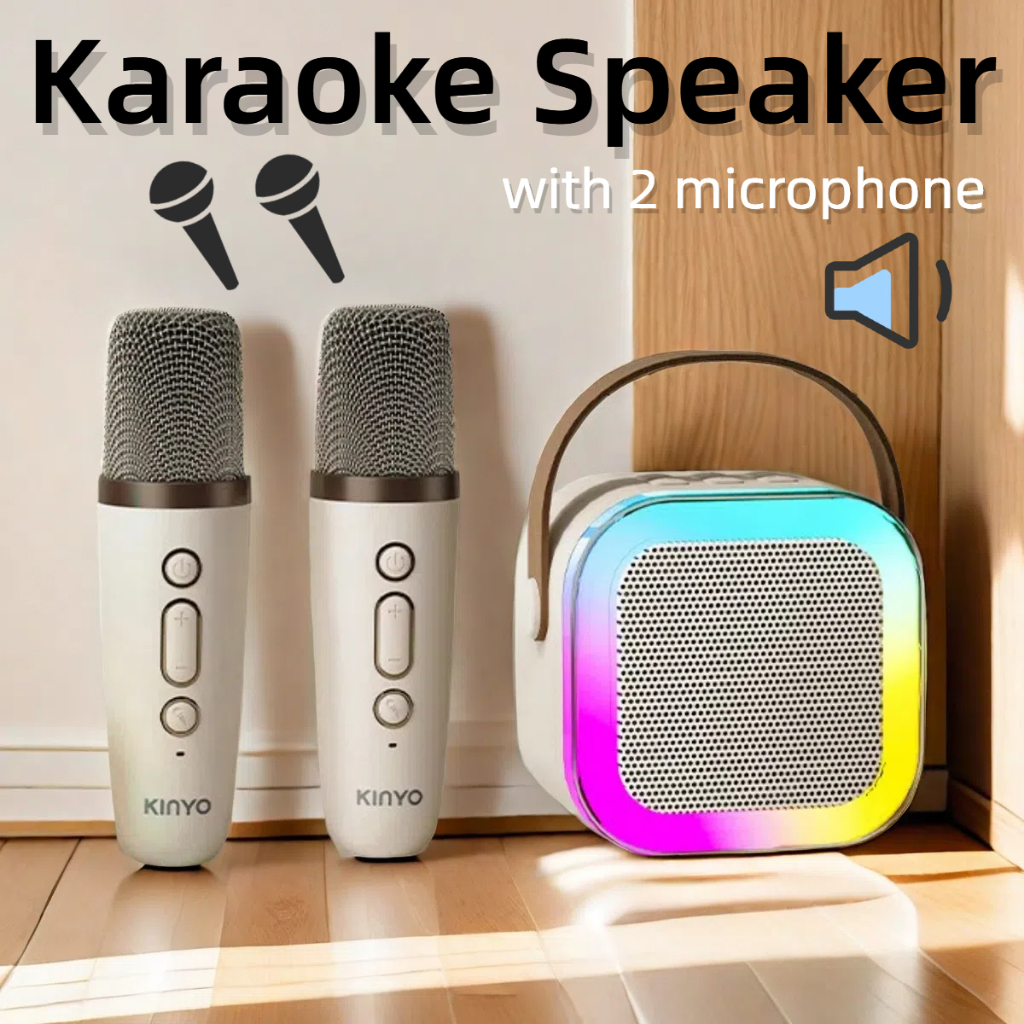 MINI Bluetooth Karaoke Speaker With Dual Microphone K12 Home KTV RBG Speaker | Shopee Malaysia