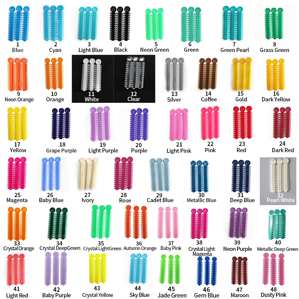 1040Pcs I Type Dental Latex-Free Rubber Ligature Tie 48Colors for ...