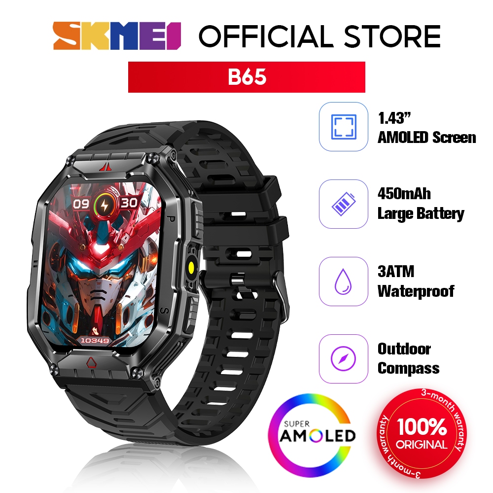 SKMEI Sports 3ATM Swimming Waterproof Watch AMOLED 650mAh large battery ...