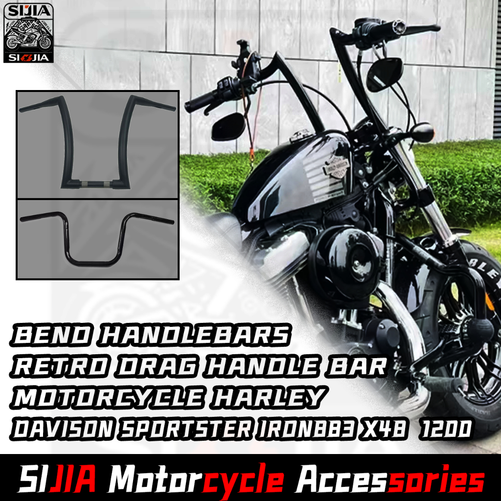 Motorcycle Handlebar BEND HANDLEBARSRETRD DRAG HANDLE BAR for Harley ...