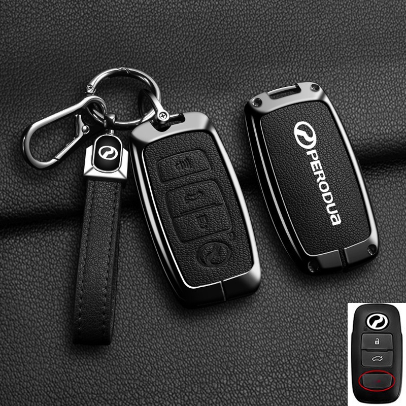 Zinc Alloy Leather Smart Remote Key Case For Perodua Myvi 2022-2024 ...